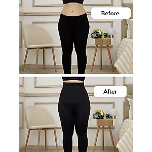 SHAPERMINT Leggings for Women Tummy Control - High Waisted Shapewear Leggings, Womens Plus Size, Thick Non-See-Through Black