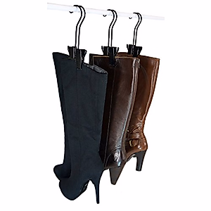Boottique The Original Boot Hanger - Shoe Storage Space Saver (Set of 3); Boot Hanger, Boot Holder, Boot Clips (Black)