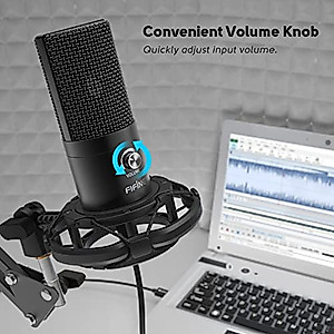 FIFINE Studio Microphone 6.35mm/3.5mm Headphones Bundle, USB PC Condenser Microphone with Scissor Arm Stand, Shock Mount, Monitor Over-Ear Headphones, for Instruments Recording Podcasting (T669+H8)