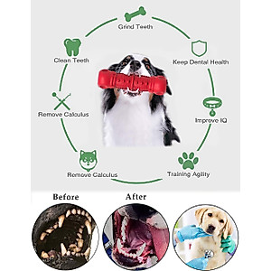 Dog Squeaky Toys Almost Indestructible,bfuee Dog Chew Toys for Aggressive Chewers, Toughest Natural Rubber,Pet Chew Toys for Medium and Large Breed,Bone Shape