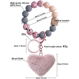 Key Ring Bracelet Silicone Beaded Cute Keychain Wristlet for Women Can Hang Wallet Key Chains Women for Car Keys