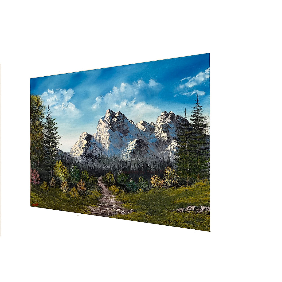 Snowy Mountain Serenity - 24" x 18", Hand made Oil Painting