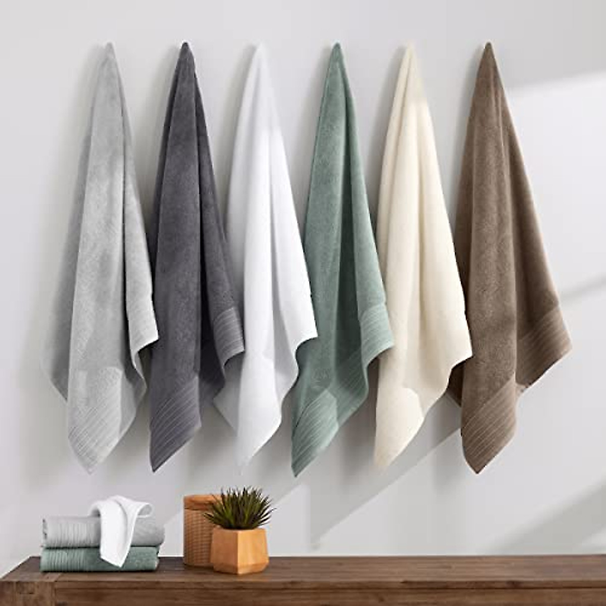 Aston & Arden Anatolia Turkish Hand Towels - (Pack of 4) 100% Ring Spun Cotton, Soft Plush Absorbent, 600 GSM Low Twist Weave, Premium Towel for Hotel, Spa, Bathroom, 18 x 32 in, Sage Green