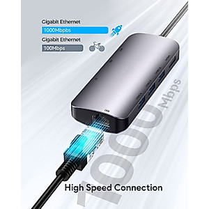 vilcome USB C Hub Adapter, 8-in-1 USB C Adapter,with 4K USB C to HDMI,SD/TF Card Reader and Ethernet,3 USB 3.0 Ports,87W Power Delivery,for MacBook Pro, iPad Pro 2019/2018, Pixelbook, XPS, and More