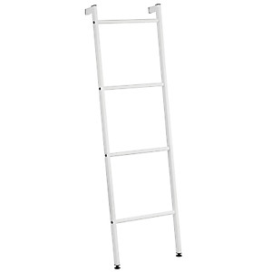 mDesign Metal Leaning Blanket and Towel Ladder - Blanket Ladder for Bedroom and Towel Ladder for Bathroom - Throw/Quilt Display Holder Rack - Nursery Wall Ladder - Blanket Ladder Decor - White