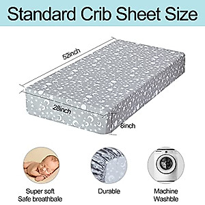 bimocosy Fitted Crib Sheets for Boys 4 Pack, Size 28"x 52" for Standard Crib and Toddler Mattresses, Super Soft Breathable Microfiber Baby Crib Mattress Sheet, Stars/Woodland Animals/Grey/Light Green