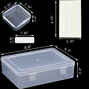 ZOQINI Bead Organizer Box, 28Pcs Small Clear Plastic Storage Containers, 1 Large Craft Organizer Box, 1 Sheet Label, Mini Parts Storage Solution for Beading Jewelry Making Diamond Arts Screws Seeds