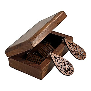 S.B.ARTS Premium Wooden Mini Jewellery Box Plain -Trinket Box for Ladies-Jewellery Storage Case-Antique Look-Traditionally Handcrafted-Home Decor Accessories-Ideal Gift for Women, Girls.