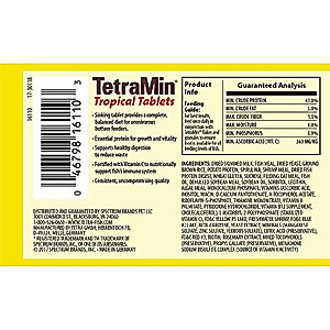 Tetra TetraMin Tropical Tablets 1.69 Ounces, Nutritionally Balanced Fish Food For Bottom Feeders