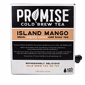 Promise Beverages Slightly Sweet Island Mango Cold Brew Tea On Tap (1 Gallon / 128 fluid ounces) Rainforest Alliance Certified Bag In Box Liquid, Ready To Drink Sweetened with Stevia
