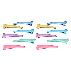 Rioa Hair Clips - 12 Pack Multicolor Plastic Duck Teeth Clips for Women's Styling and Sectioning. Non-slip for Thick & Thin Hair - Professional Salon Quality