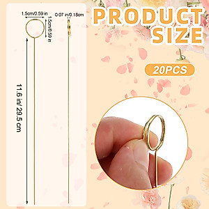 20PCS Flower Card Holder Stick 11.6" Gold Floral Card Holder Picks, Elegant Metal Wire Place Card Holders Gift Photo Picture Holders for Centerpieces Bouquets Weddings Baby Showers and Party(Round)