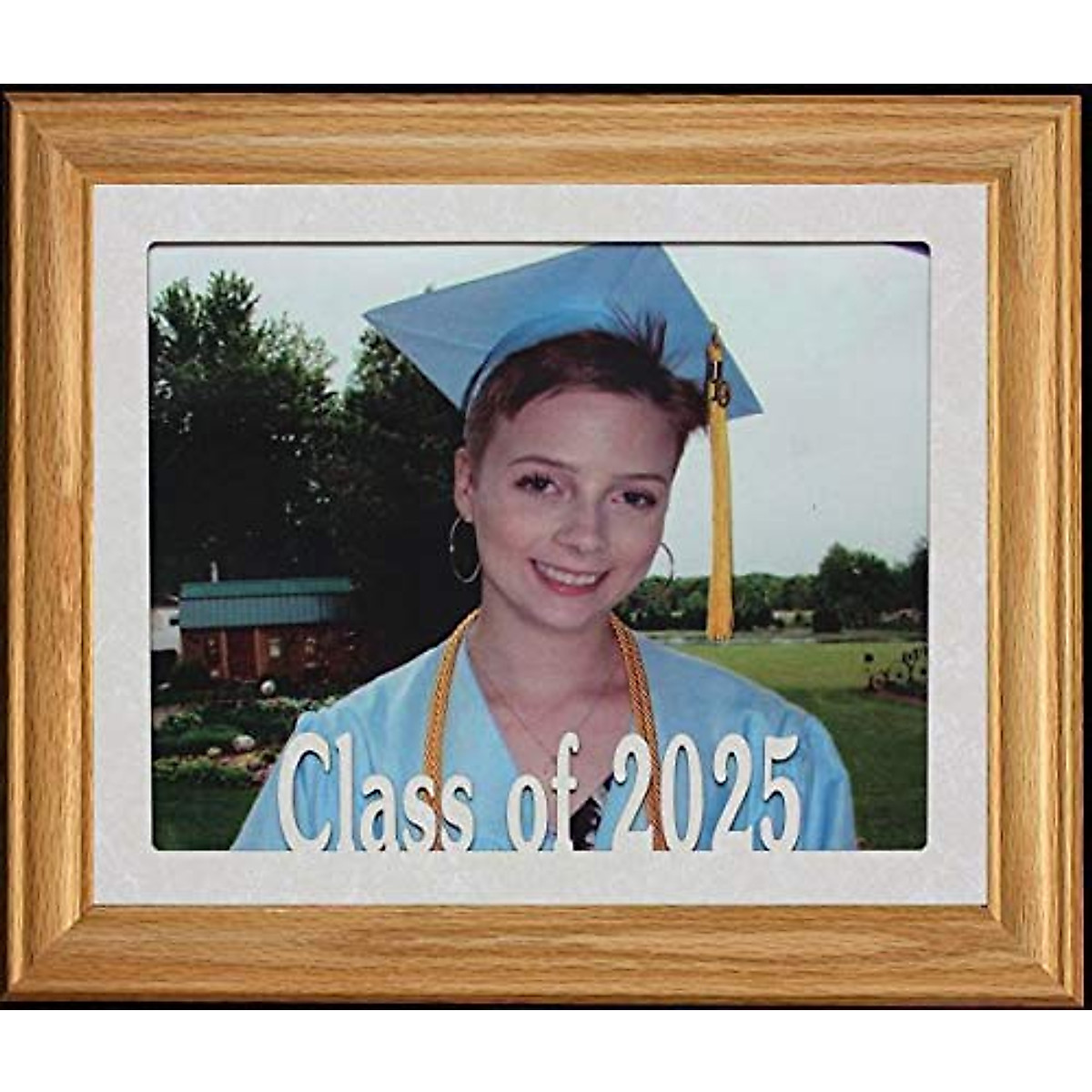 8x10 Class of 2021 (or ANY YEAR) Portrait or Landscape Senior/Graduate School Photo Keepsake Frame ~ Laser Cut Cream Mat with Frame