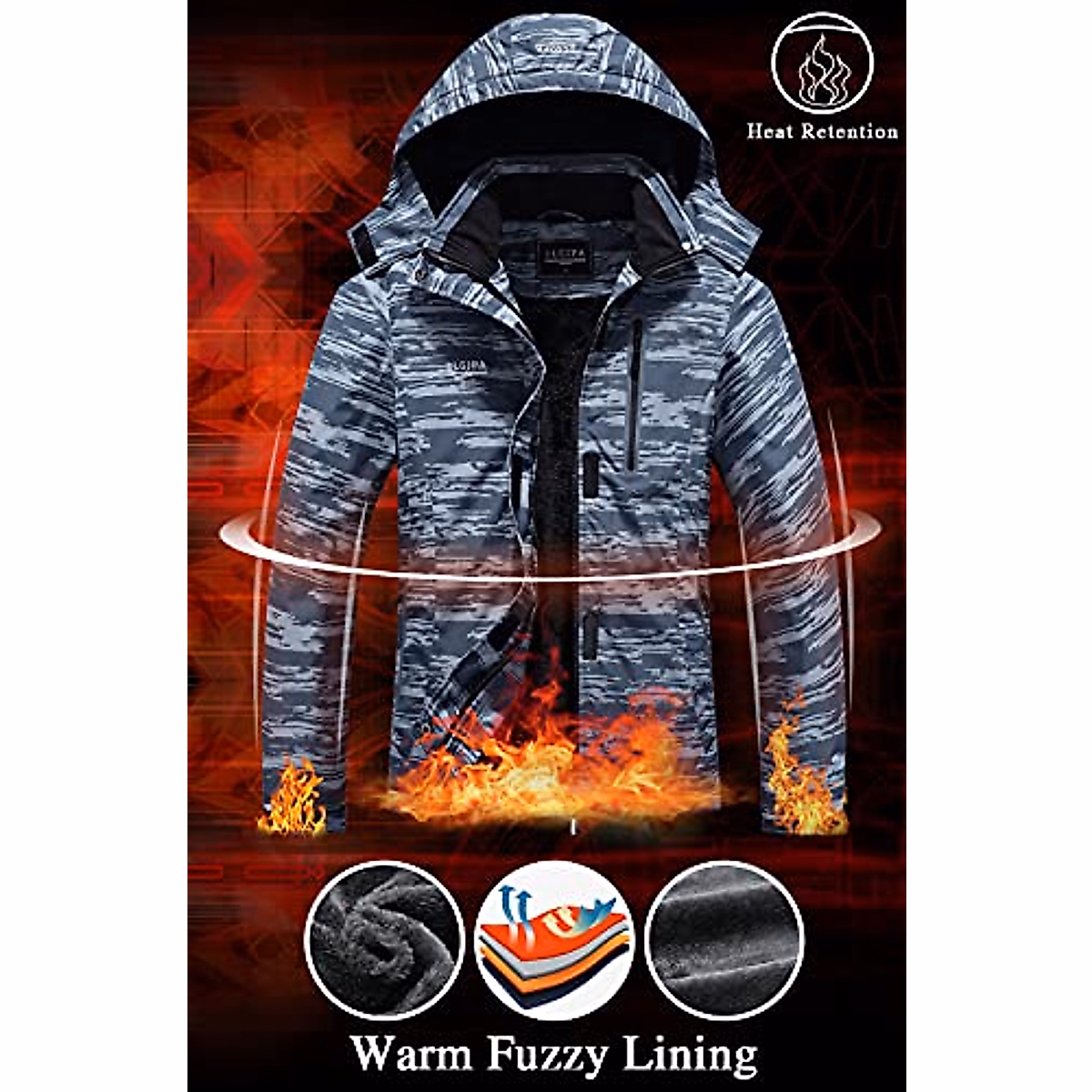 DLGJPA Women's Mountain Waterproof Ski Jacket Detachable Hood Windproof Rain Winter Warm Snow Coat