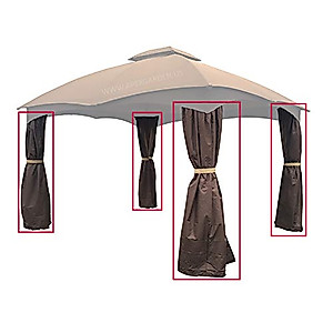 APEX GARDEN 4 Poles Brown Corner Curtain Set for Lowe's 10' x 12' Gazebo Model #GF-12S004BTO / GF-12S004B-1 (Corner Curtains Only) (Dark Brown)