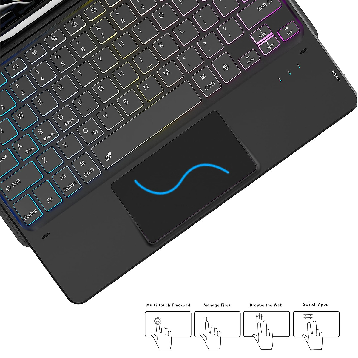 for iPad Air 11 inch (M2) 2024 & iPad Pro 11 inch 4/3/2/1.Generation & iPad Air 5/4 10.9 inch Case with Detachable Keyboard : 7 Color Backlight Tablet Keyboard Cases with Touchpad & Pencil Holder