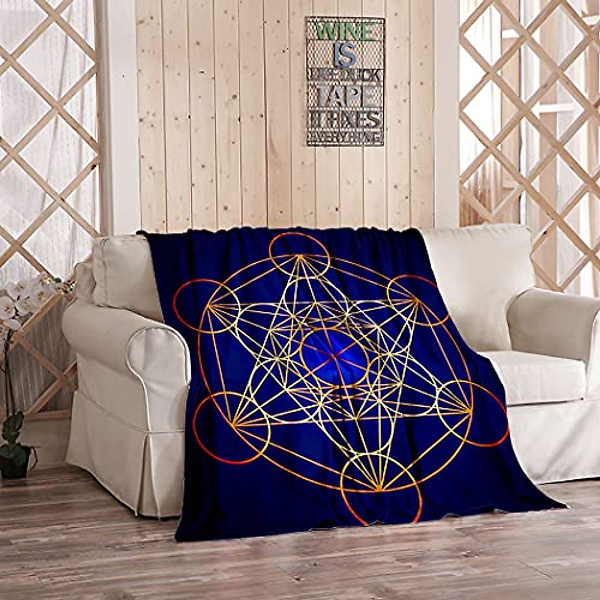 Phoenixsure Throw Blanket Sacred Geometry Metatron Cube 60x80 Inches 60x80 Inches