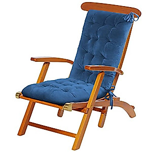 ELFJOY Solid Color Cozy Sanding Fabric Rocker Cushion Set - Chair Pads Set (Navy)