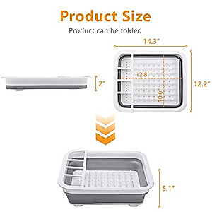 Goderewild Collapsible Dish Rack with Drainboard for Drying Dishes - Space-Saving Foldable Design with Dinnerware Storage Tray/Basket - Perfect for Kitchen Counter Organization