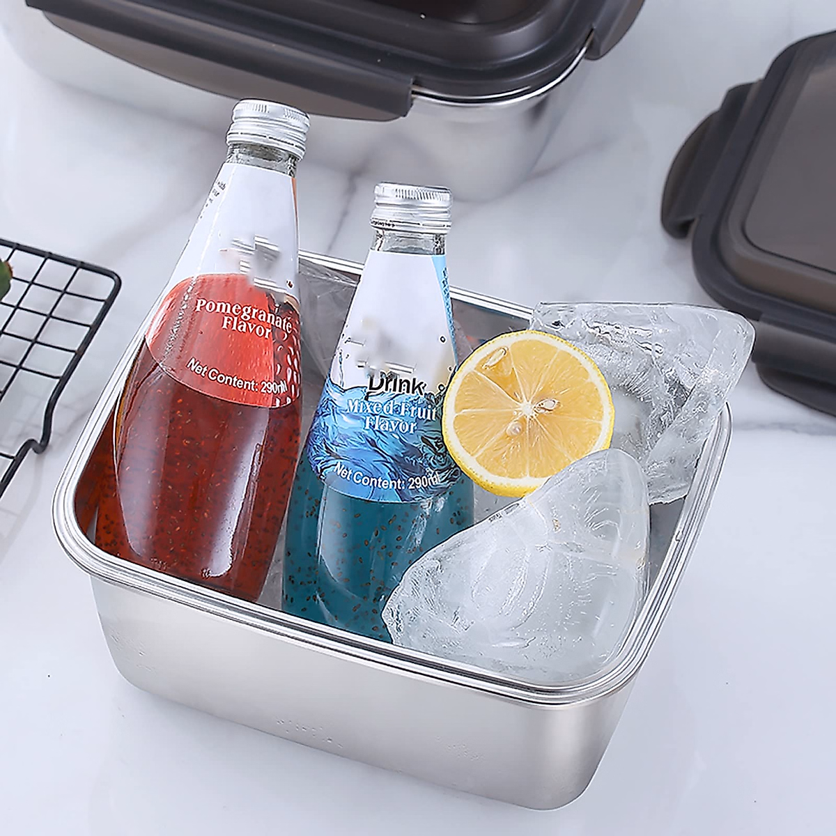 3 Pack 304 Stainless Steel Large Food Storage Container with Lids Airtight Metal Food Containers Stackable Meal Prep Leftover Containers for Freezer Fridge Oven Dishwasher Safe (Size : 850ML)