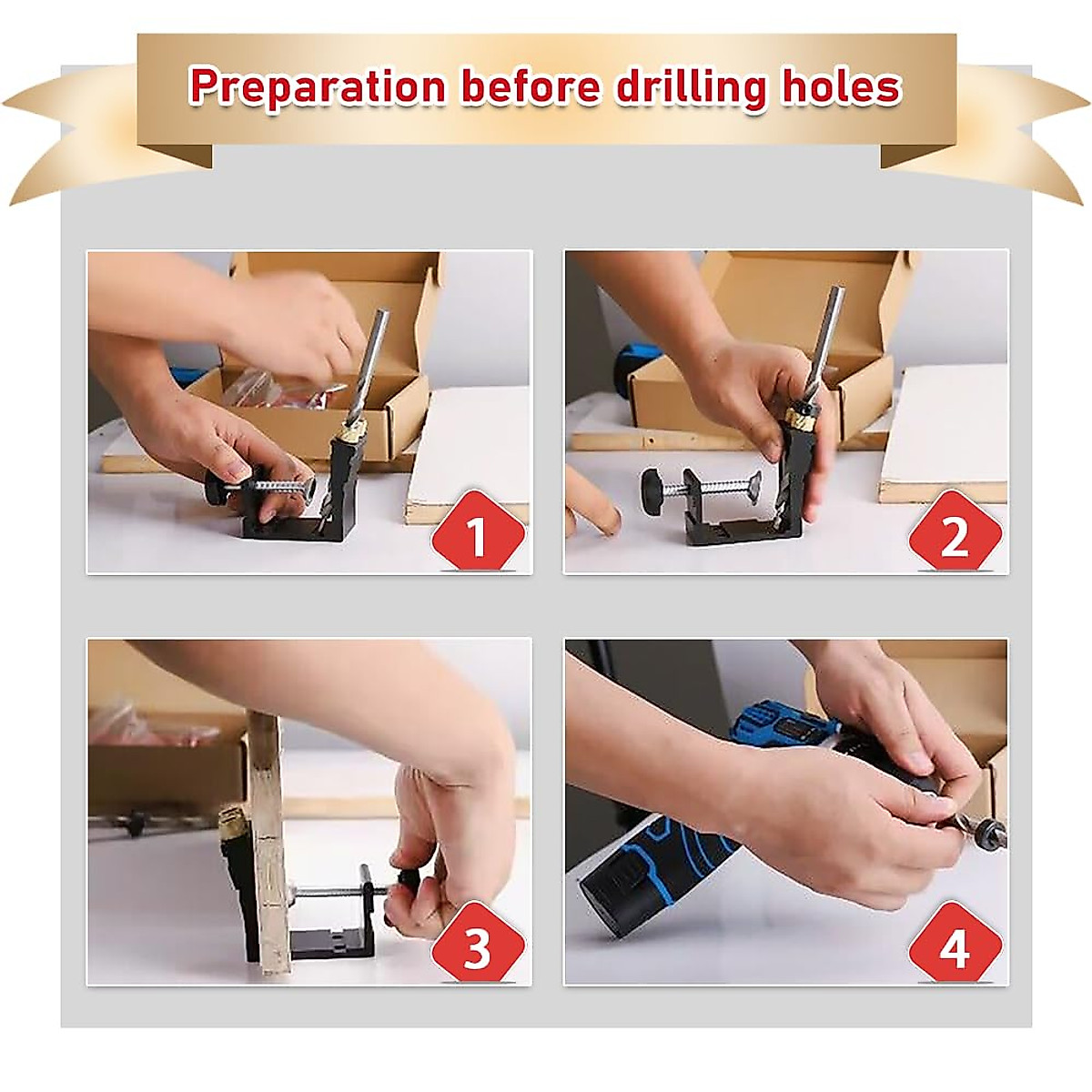 Comidox 1Set 15°Woodworking Inclined Hole Locator Hole Jig Kit Pocket Hole Drill Guide Jig Set for Professionals and Tool Enthusiasts