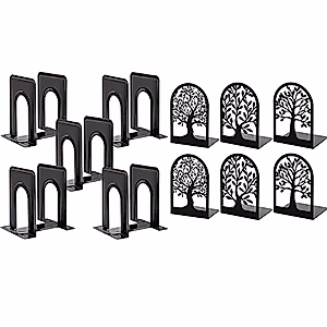 Bookends, Book Ends, Metal Bookends for Shelves, Tree Bookend Stopper for Heavy Books, Black Book Ends to Hold Books for Home Office