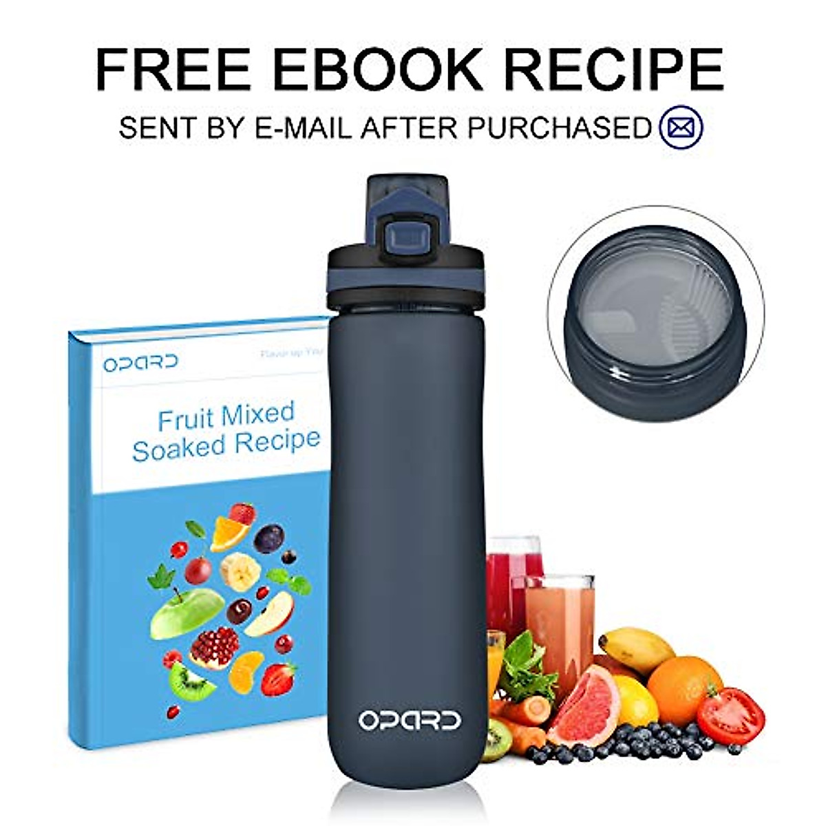 Opard Sports Water Bottle, 20 Oz BPA Free Non-Toxic Tritan Plastic Water Bottle with Leak Proof Flip Top Lid for Gym Yoga Fitness Camping (Blue)