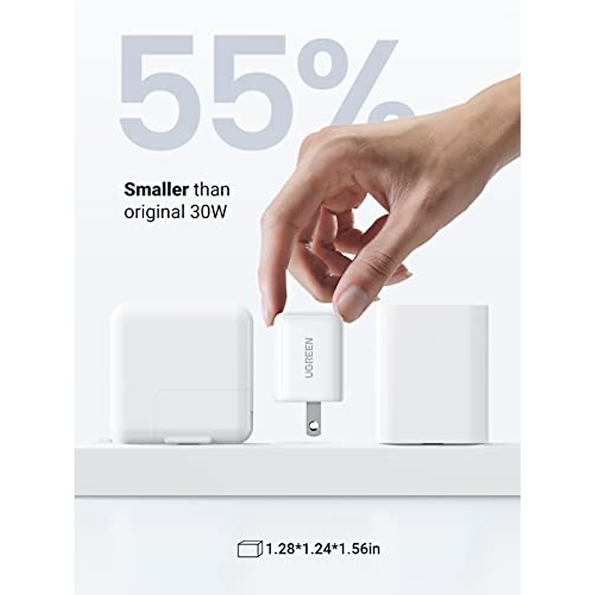 UGREEN AceCube 30W USB-C Power Adapter, USB C Charger GaN Charger, PD PPS Fast Charger Block Compatible with iPhone 14 Pro max/13 pro max, Galaxy S23/22/21, Pixel 7/7 Pro, iPad, MacBook Air