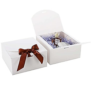 White Gift Box 10 Pack 6.7x6.7x3.5 Inches,Gift Boxes with Ribbons,Bridesmaid Proposal Boxes, Gift Boxes with Lids for Presents, Birthdays,Wedding,Baby Showers,Valentine's Day,Christmas