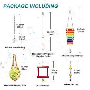 Woiworco 6 Packs Chicken Toys, Chicken Xylophone Toys for Hens, Chicken Pecking Toys and Vegetable Hanging Feeder for Chicken Bird Parrot, Chicken Toys for Coop Chicken Coop Accessories