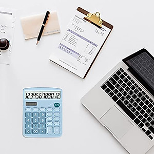 EooCoo Basic Standard Calculator 12 Digit Desktop Calculator with Large LCD Display and Sensitive Button for Office, School, Home & Business Use - Blue