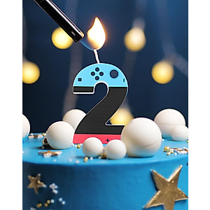 iNINGER Level Birthday Candles,Level 8 Number Birthday Cake Candles,8th boy Birthday Party Decor,Game Controller Gamepad Birthday Candles,Video Game Controller Themed Kids Boy Bday Party Supplies