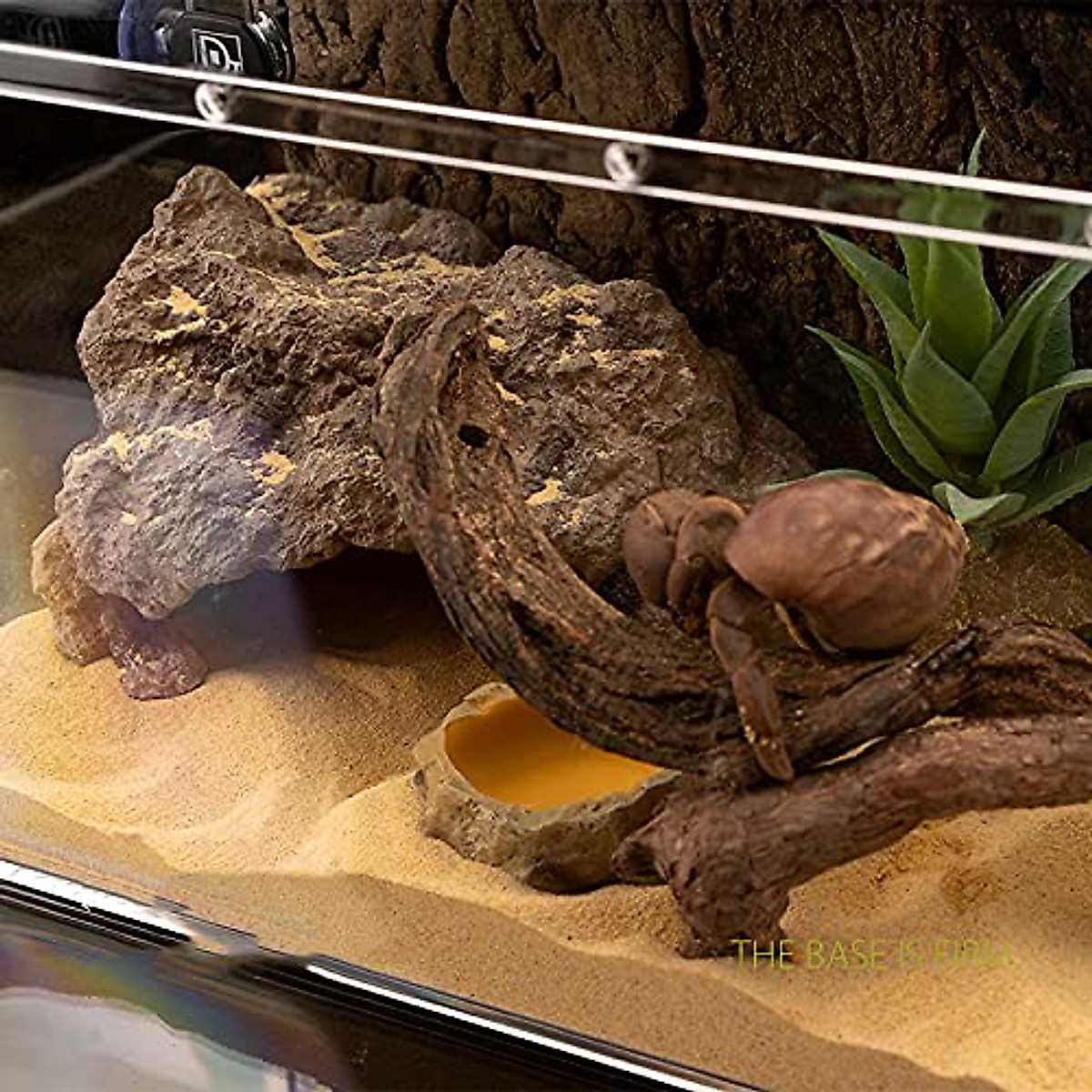 RunXF Reptile Simulation Rock Hideouts Cave Amphibian Hides Resin Habitat Decor Shelter for Gecko Leopard Lizards Toad Turtle (Small),grey