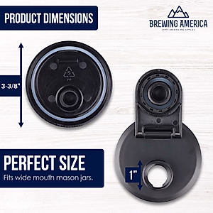 Brewing America Mason Jar Cold Brew Coffee Maker Infuser: Made in USA Wide Mouth Mason Jar with Screw Top Pour Lid, Stainless Steel Filter for Delicious Coffee, Tea, Alcohol - 1 Quart 32 oz Black Lid