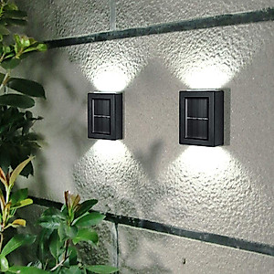 LOOCOO 2 LED Solar Wall Light UP and Down Illuminate Outdoor Sunlight Sensor Lamp IP65 Waterproof Modern Nordic Style Decor for Home Garden Porch