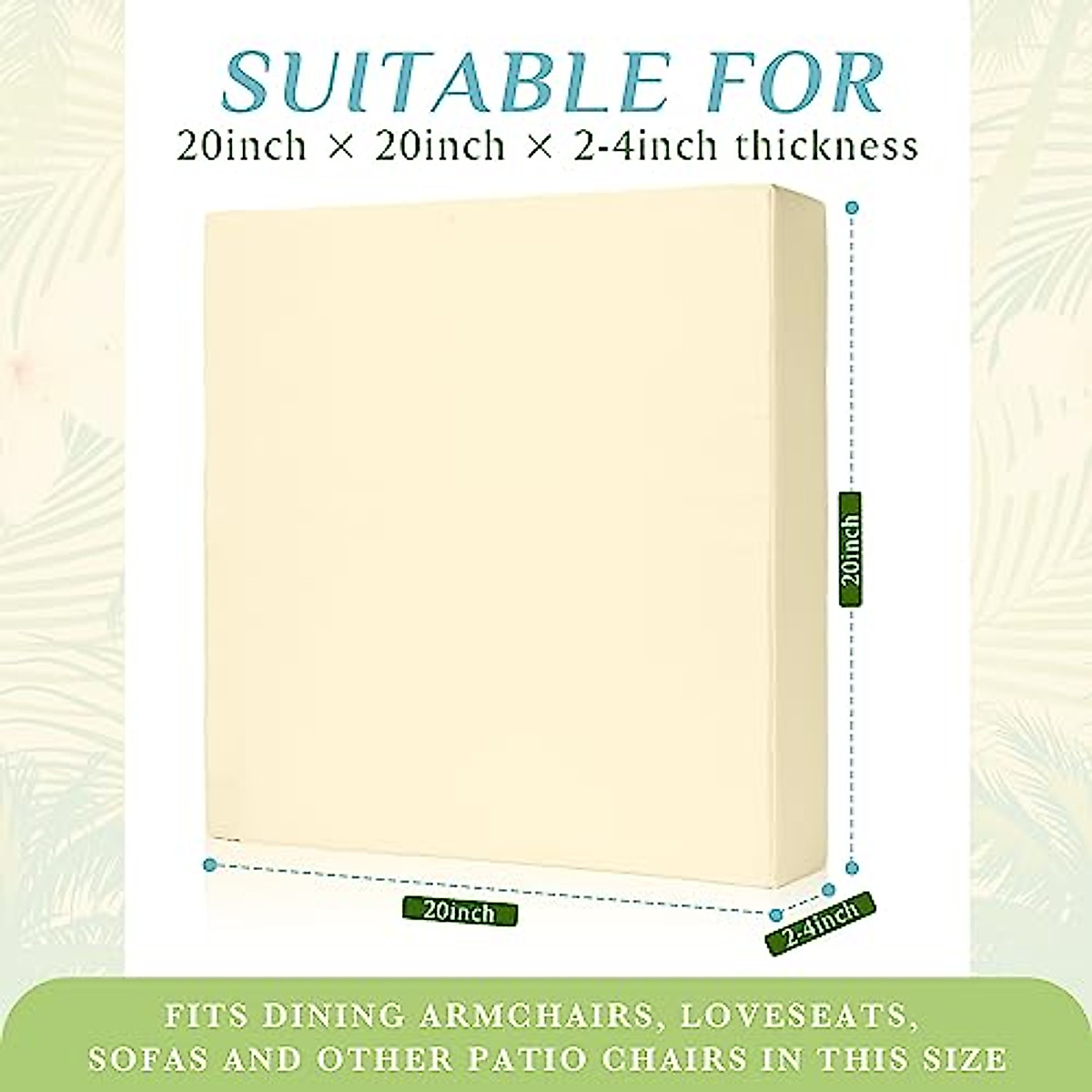 Batiyeer 8 Pcs Outdoor Cushion Slipcovers Patio Chair Cushion Covers Replacement Waterproof Square Outdoor Seat, 20 x 20 x 4 Inch (Solid Beige)