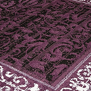United Weavers Dallas Baroness Area Floor Rug - Plum, 5x8, Modern Indoor Area Rug with Bordered Pattern, Jute Backing