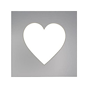 11x11 Mat Bevel Cut for 7x7 Photos - Precut Metallic Silver Heart Shaped Photo Mat Board Opening - Acid Free Matte to Protect Your Pictures - Bevel Cut for Family Photos, Pack of 1 Matboard Show Kit