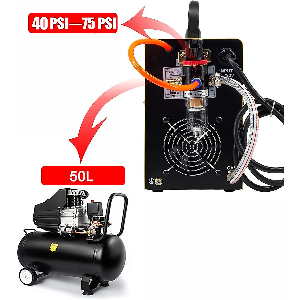 Plasma Cutter 55A Plasma Cutting Machine DC Inverter Plasma Cutting Equipment Dual Voltage 110V 220V with IGBT Technology Electric Digital Display, 1/2 Inch Clean Cut Portable Machine