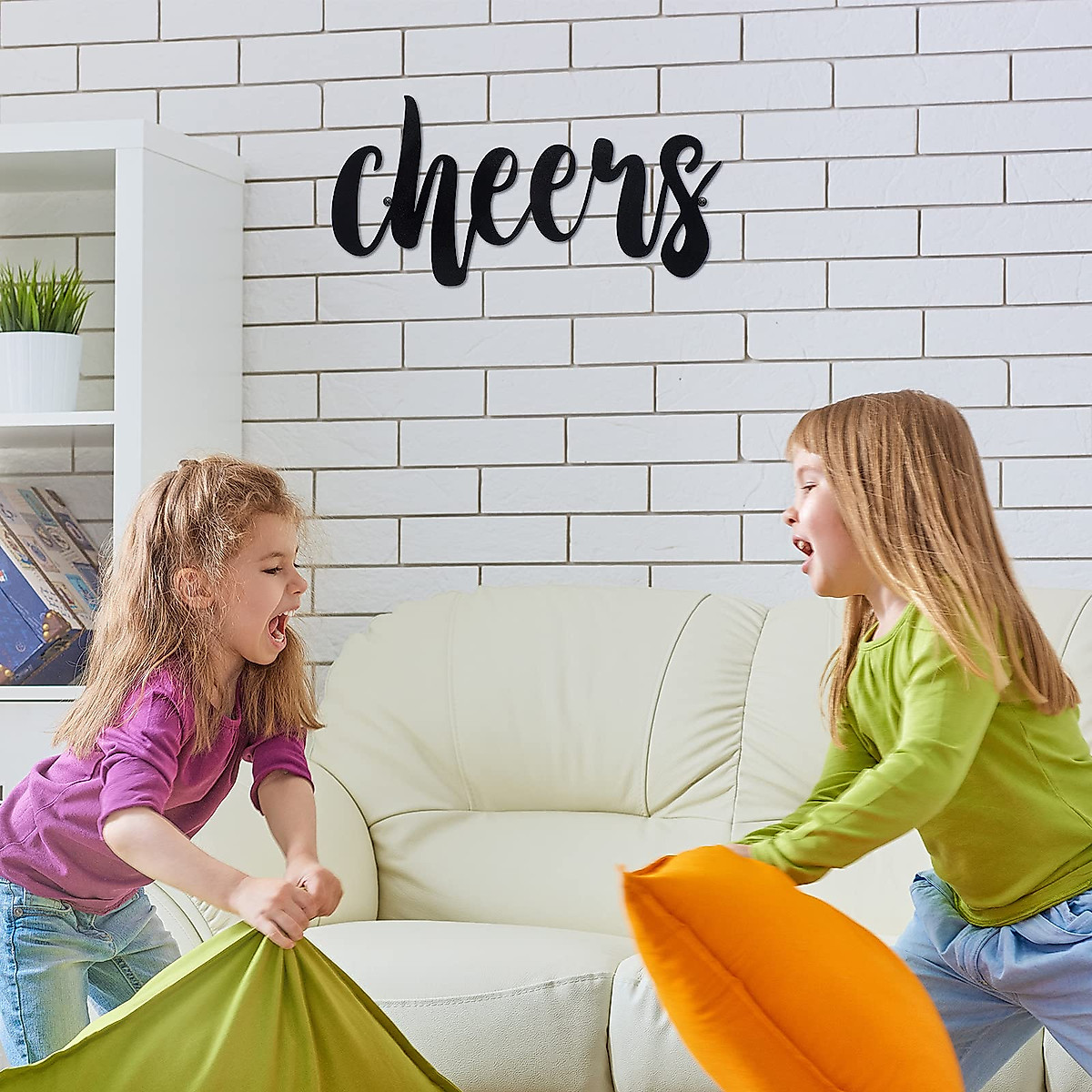 Cheers Wall Decor Cheers Sign Metal Bathroom Cheers Sign for Home, Office, Living Room Decoration, Black