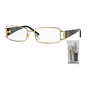 Versace VE1163M 1252 52M Pale Gold Rectangular Eyeglasses For Women+ BUNDLE With Designer iWear Eyewear Kit