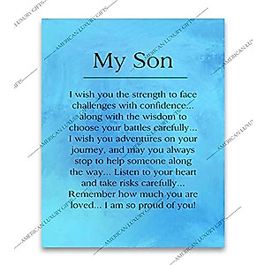 My Son, I Am Proud Of You - Inspirational Wall Art, Loving, Typographic Message for Any Son Is A Perfect Graduation Gift For Son, Wall Sign For Home Decor, Boys' Bedroom Decor, Unframed-8x10"
