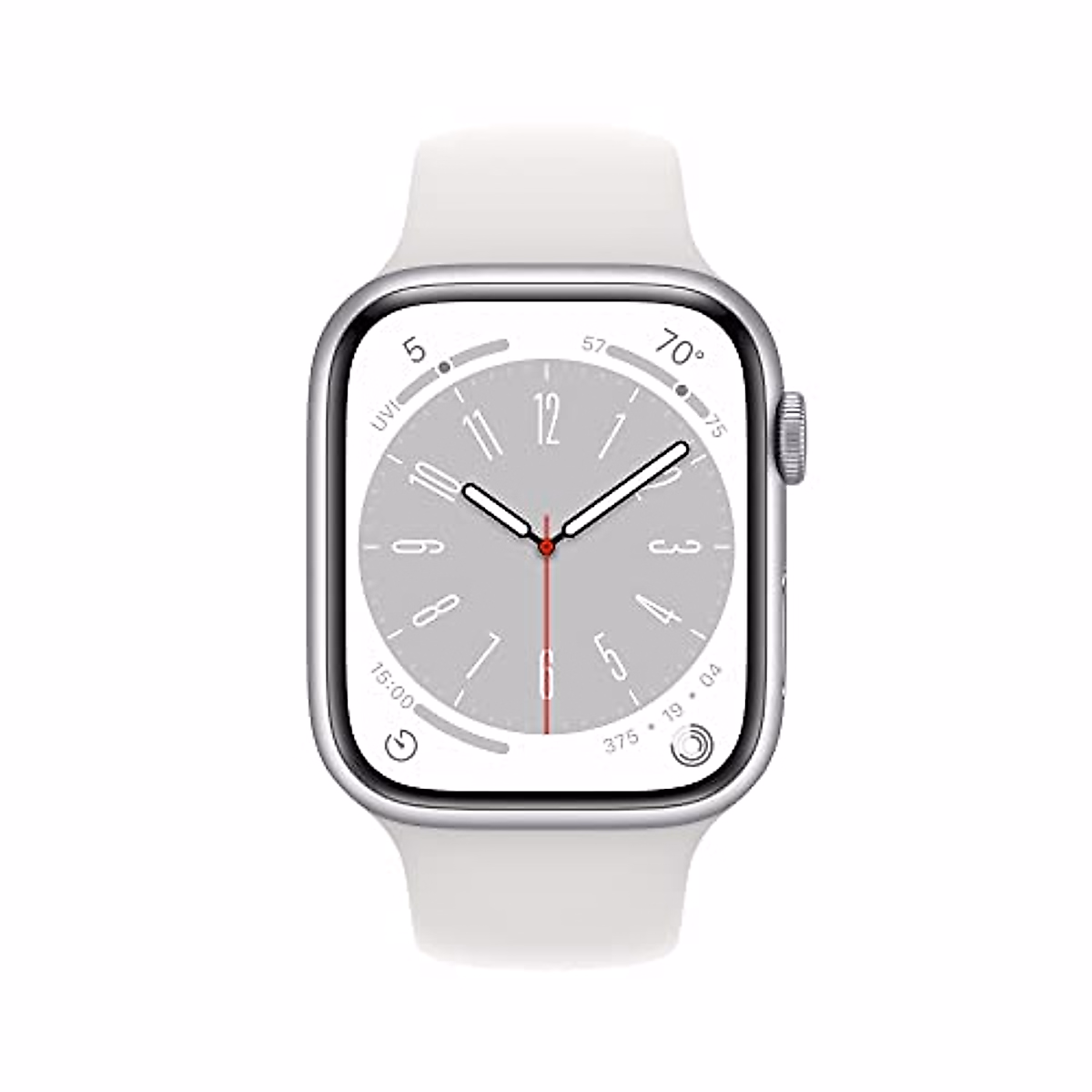 Apple Watch Series 8 [GPS, 45mm] - Silver Aluminum Case with White Sport Band, S/M (Renewed)
