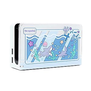 GeekShare Anti Scratch Switch OLED Dock Cover- Hard Faceplate Sleeve Pad for Switch OLED Dock- DIY Replacement Shell Compatible with Switch OLED Dock - Shark Party (for Switch OLED Model)