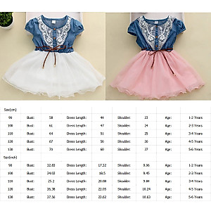 Toddler Kids Baby Girls Princess Dress Sleeveless Lace Denim Top Stitching Tulle Tutu Skirts Clothes (3-4 Years, White)