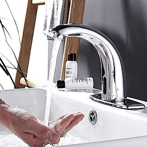 Bath Select Lano Deck Mount Sensor Faucet - BST502N Luxurious Design Solid Brass Touchless Automatic Sensor Water Mixer Faucet Without Soap Dispenser - Chrome Finish