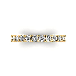 1.52 Carat Round Cut Zircon 14k Yellow Gold Eternity Designer Art Deco Everlasting Danity Statement Ring Band Sz 3.75