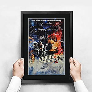 HWC Trading Star Wars - The Empire Strikes Back Movie Poster Cast Signed 16 x 12 inch Framed Gift Printed Autograph Film Print Photo Picture Display - 16" x 12" Framed