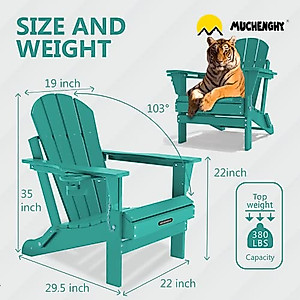 MUCHENGHY Folding Adirondack Chairs, Patio Chairs, Lawn Chairs, Outdoor Chairs, Adirondack Chair Plastic, Fire Pit Chairs, Weather Resistant with Cup Holder for Deck, Backyard, Garden(Lake Blue)
