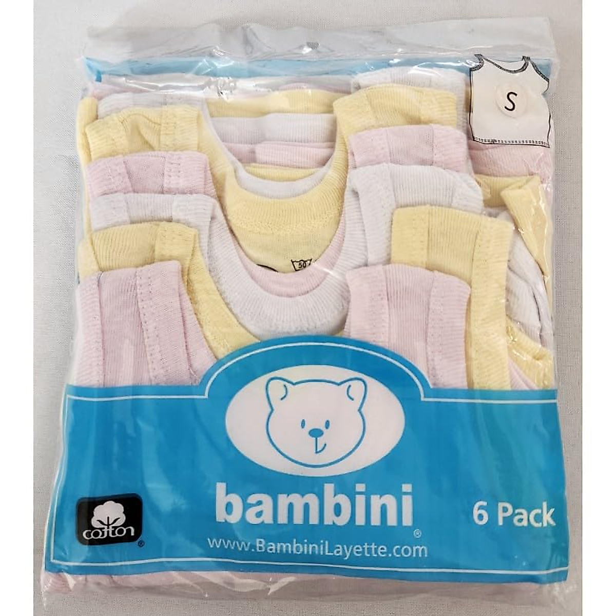 Bambini Cotton Baby Boy Baby Girl Rib Knit Sleeveless Infant White or Pastel Tank Tops Shirt 6-Pack 3-Pack by Miracle USA (0 Months, 6 Months, 6 Pack (Pink-Yellow-White))
